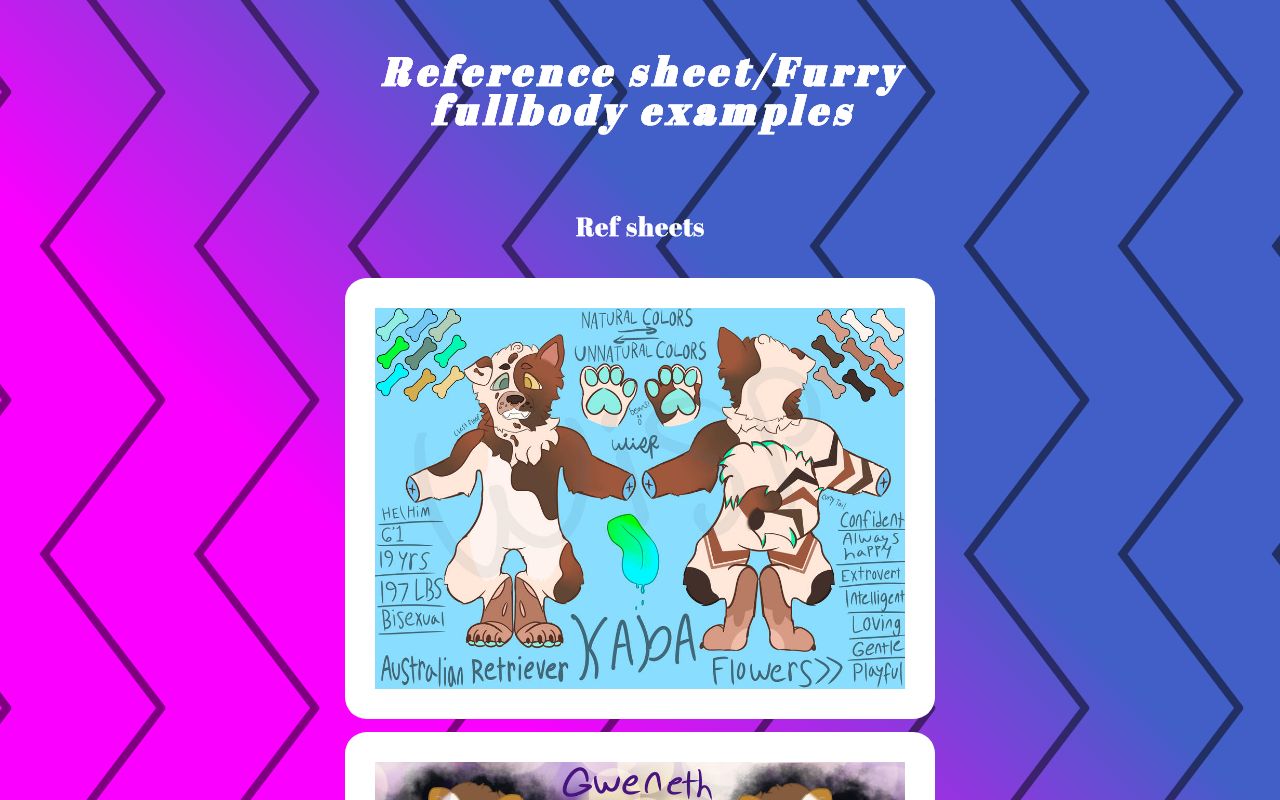 Ref sheet/Furry fullbody examples